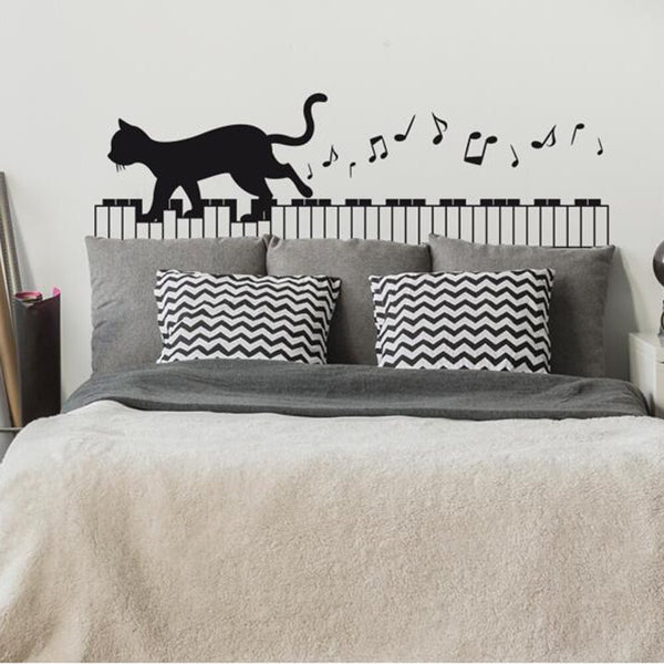 Piano Music Note Cat Wall Sticker - Artistic Pod