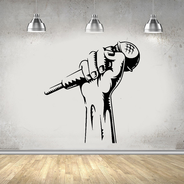 Holding Microphone Wall Sticker - Artistic Pod