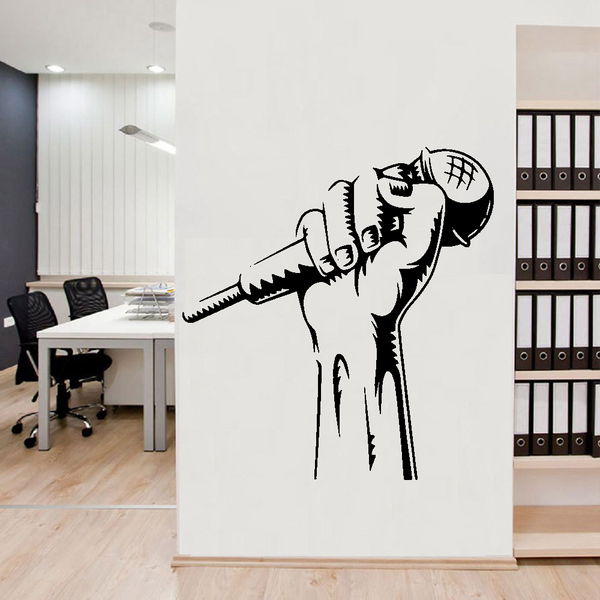 Holding Microphone Wall Sticker - Artistic Pod