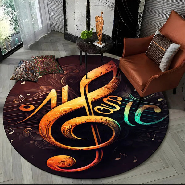 Music Note Art Round Carpet - Artistic Pod