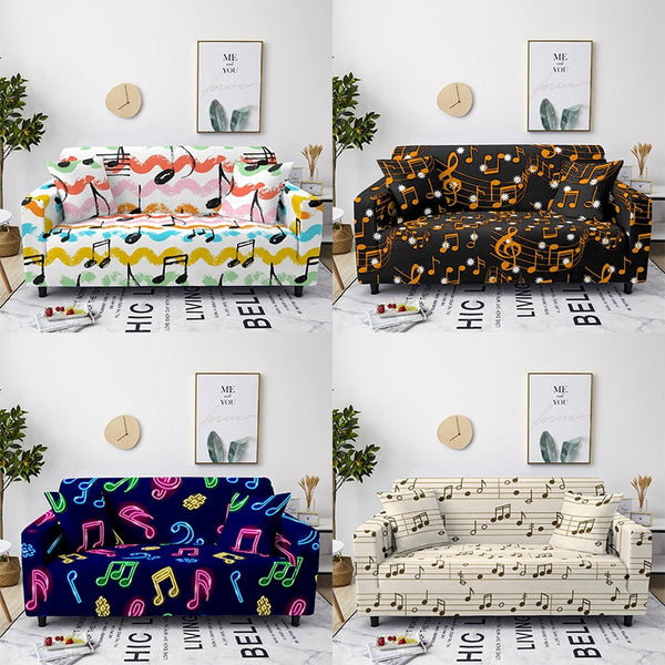 Colorful Music Notes Sofa Cover - Artistic Pod