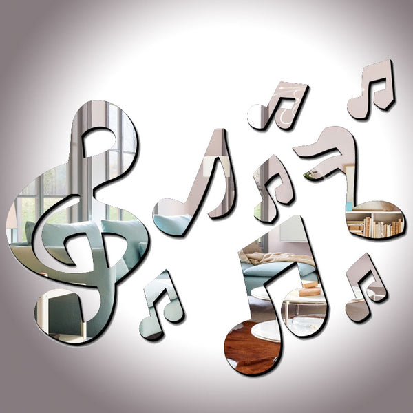 Music Notes Mirrors Wall Sticker - Artistic Pod