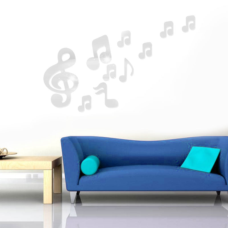 Music Notes Mirrors Wall Sticker - Artistic Pod