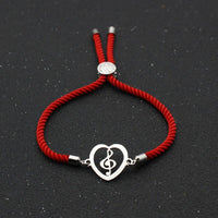 Treble Clef Heart Rope Bracelet - Artistic Pod