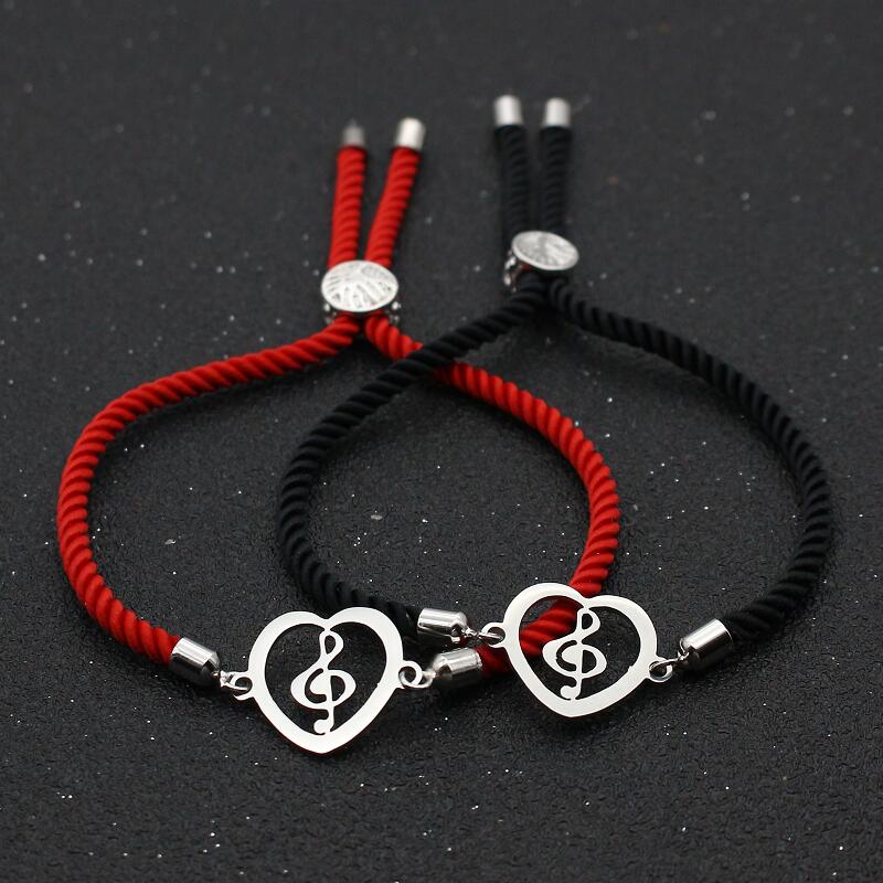 Treble Clef Heart Rope Bracelet - Artistic Pod