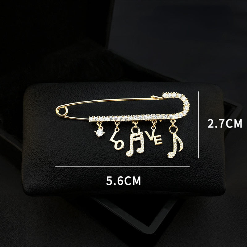 Music Note Zirconia Pin - Artistic Pod