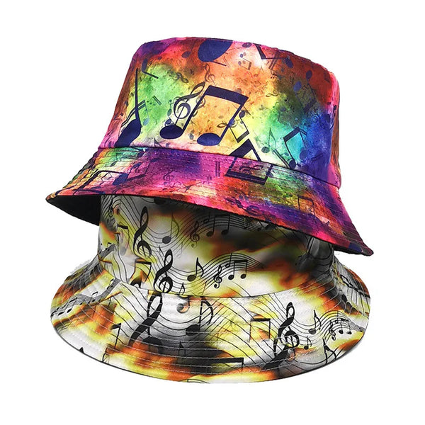 Music Print Double-Sided Bucket Hat - Artistic Pod