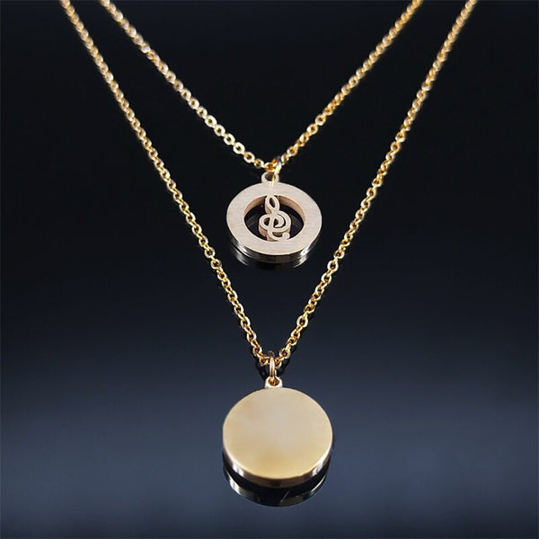 Crystal Music Notes Pendant Necklace - Artistic Pod