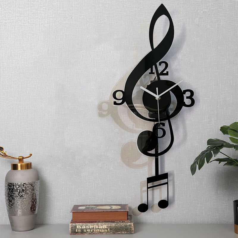 Music Treble Clef Pendulum Wall Clock - Artistic Pod