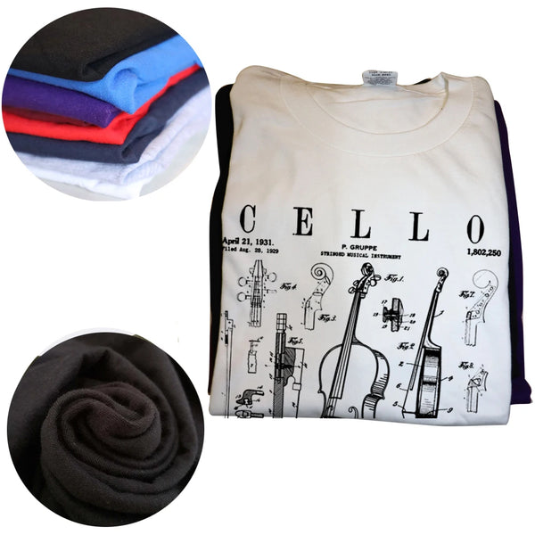 Creative Cello Drawing T-shirt - Artistic Pod