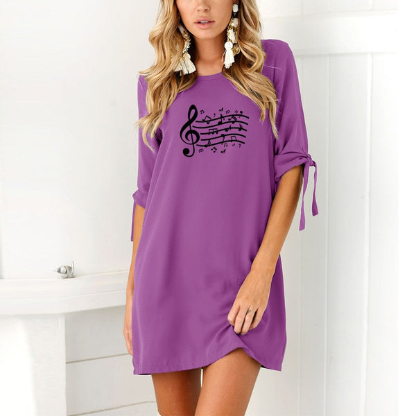 Women Summer Music Notes Dress - Artistic Pod