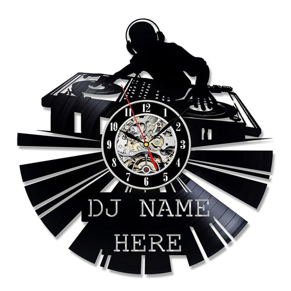 Personalized DJ Name Vinyl Record Clock - Artistic Pod