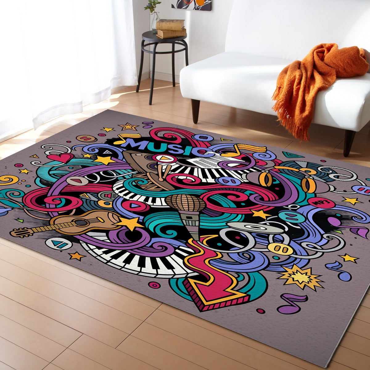 Graffiti Music Colorful Rug - Artistic Pod