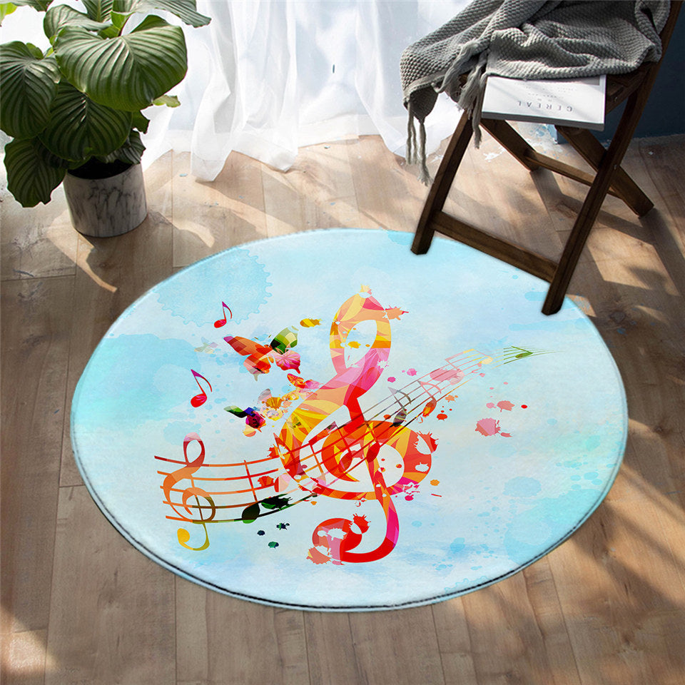 Music Notes Light Blue Rug - Artistic Pod
