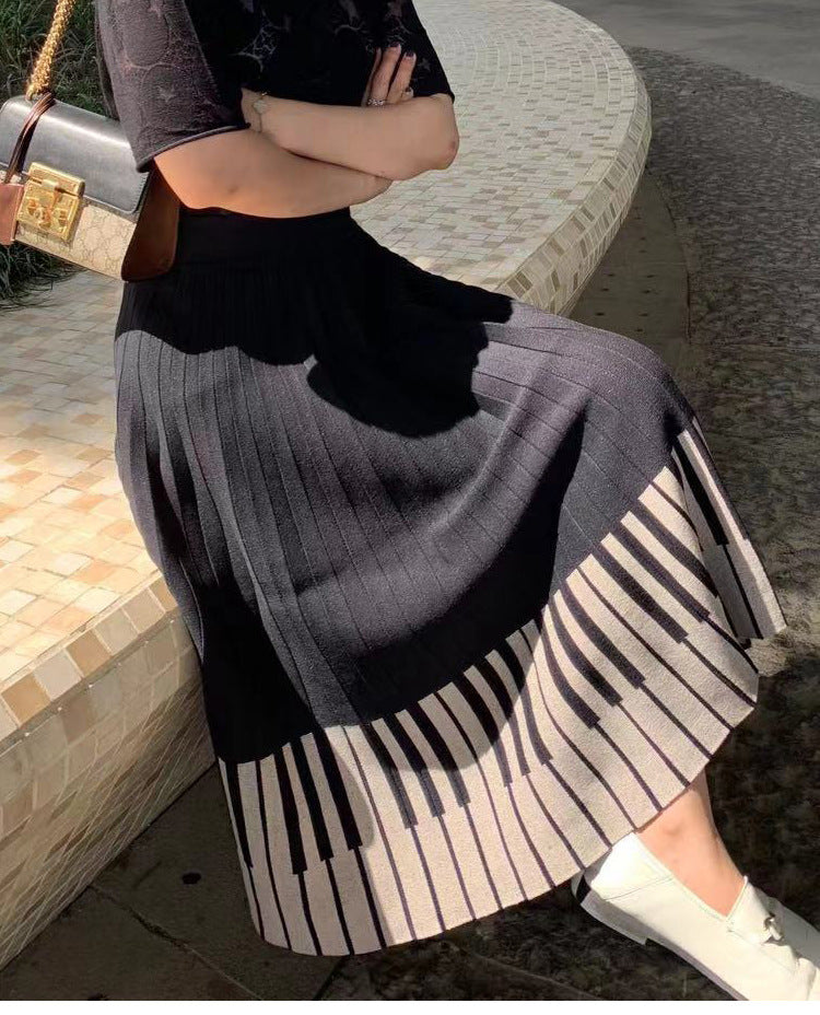 Elastic High Waist Piano Skirt - Artistic Pod