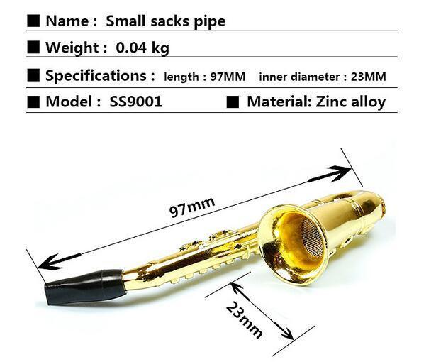 Small Saxophone Portable Smoking Pipes Metal - Artistic Pod