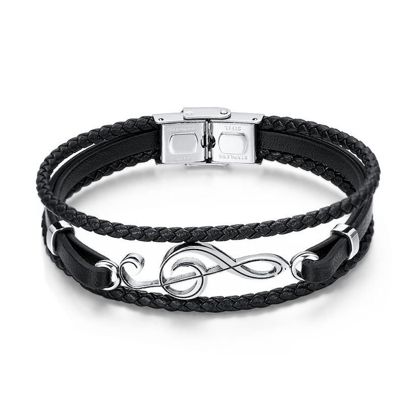 Treble Clef Leather Bracelet - Artistic Pod