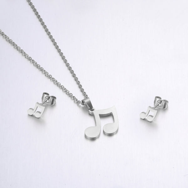 Musical Notes Silver Jewelry Set - Artistic Pod