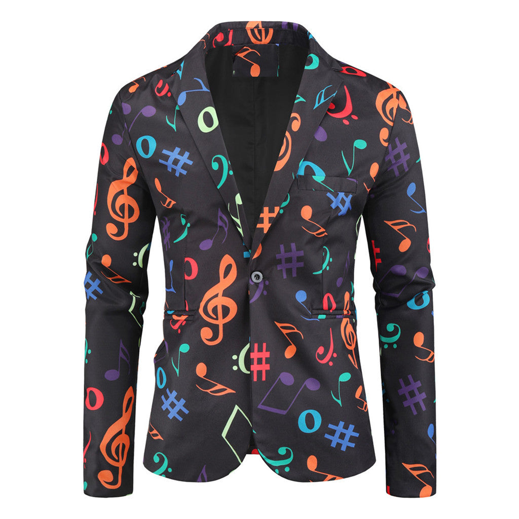 Colorful Music Notes Men's Suit (Waistcoat/Blazer/Pants) - Artistic Pod