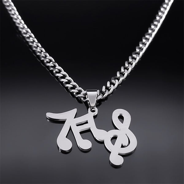 Music Note Stainless Steel Chain Necklace - Artistic Pod