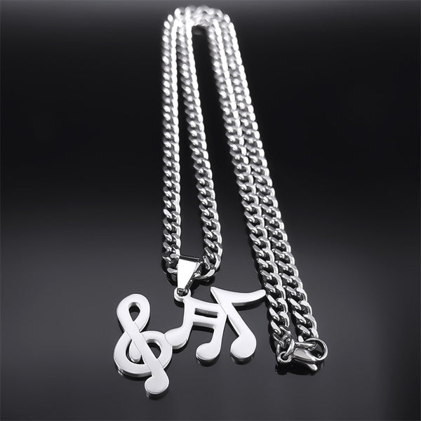 Music Note Stainless Steel Chain Necklace - Artistic Pod