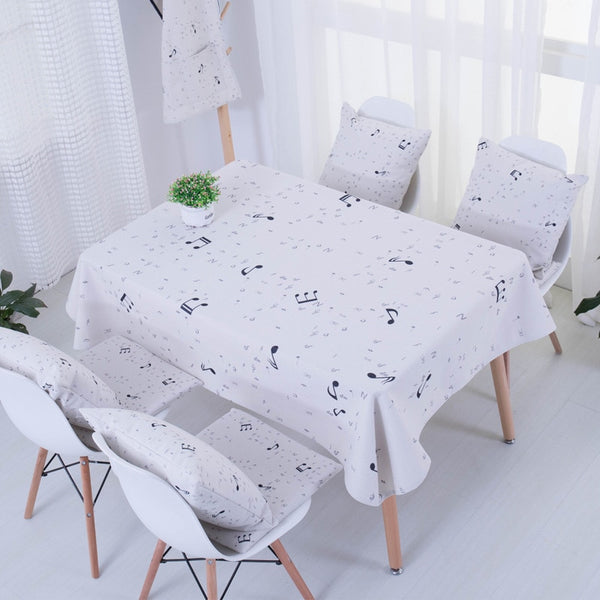 Music Notes White Tablecloth - Artistic Pod