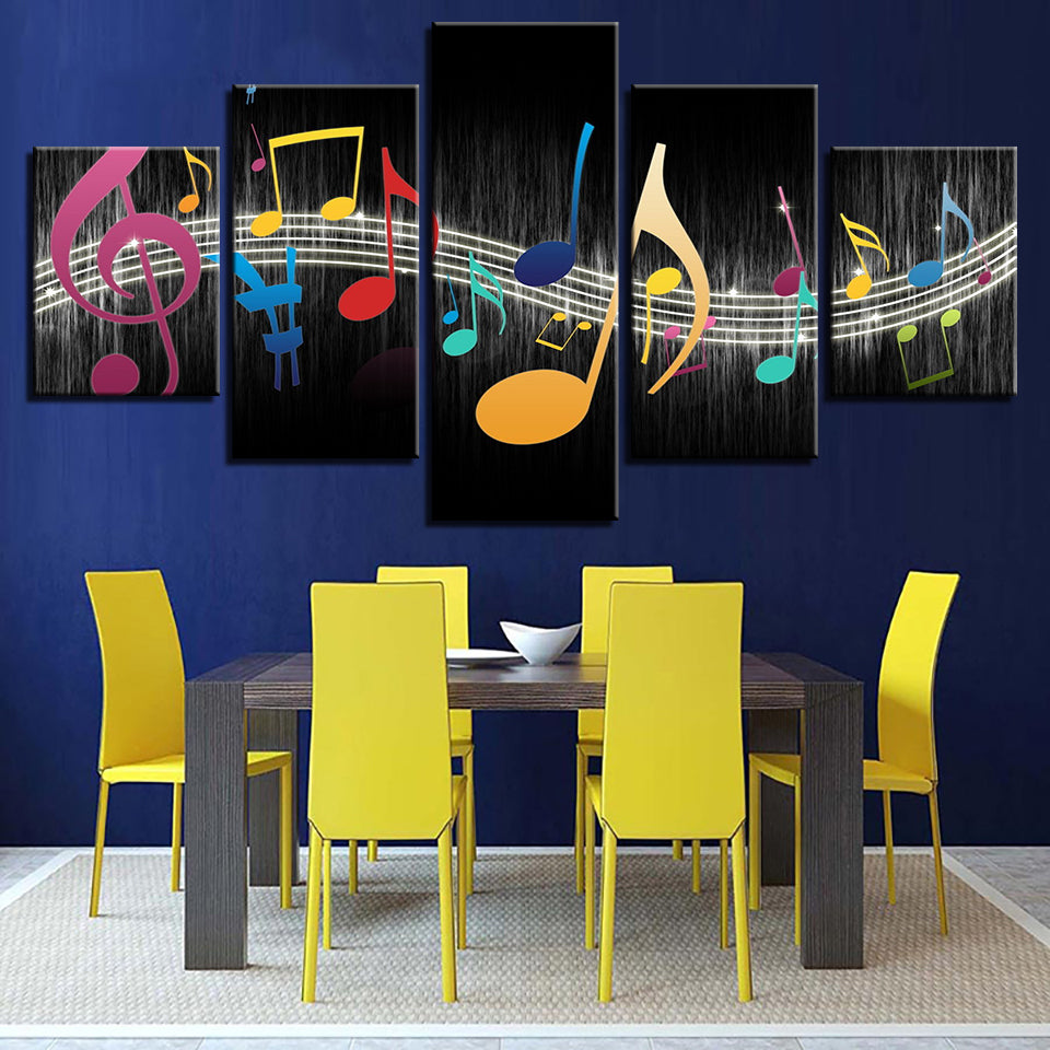Colorful Music Notes Canvas Wall Art - Artistic Pod