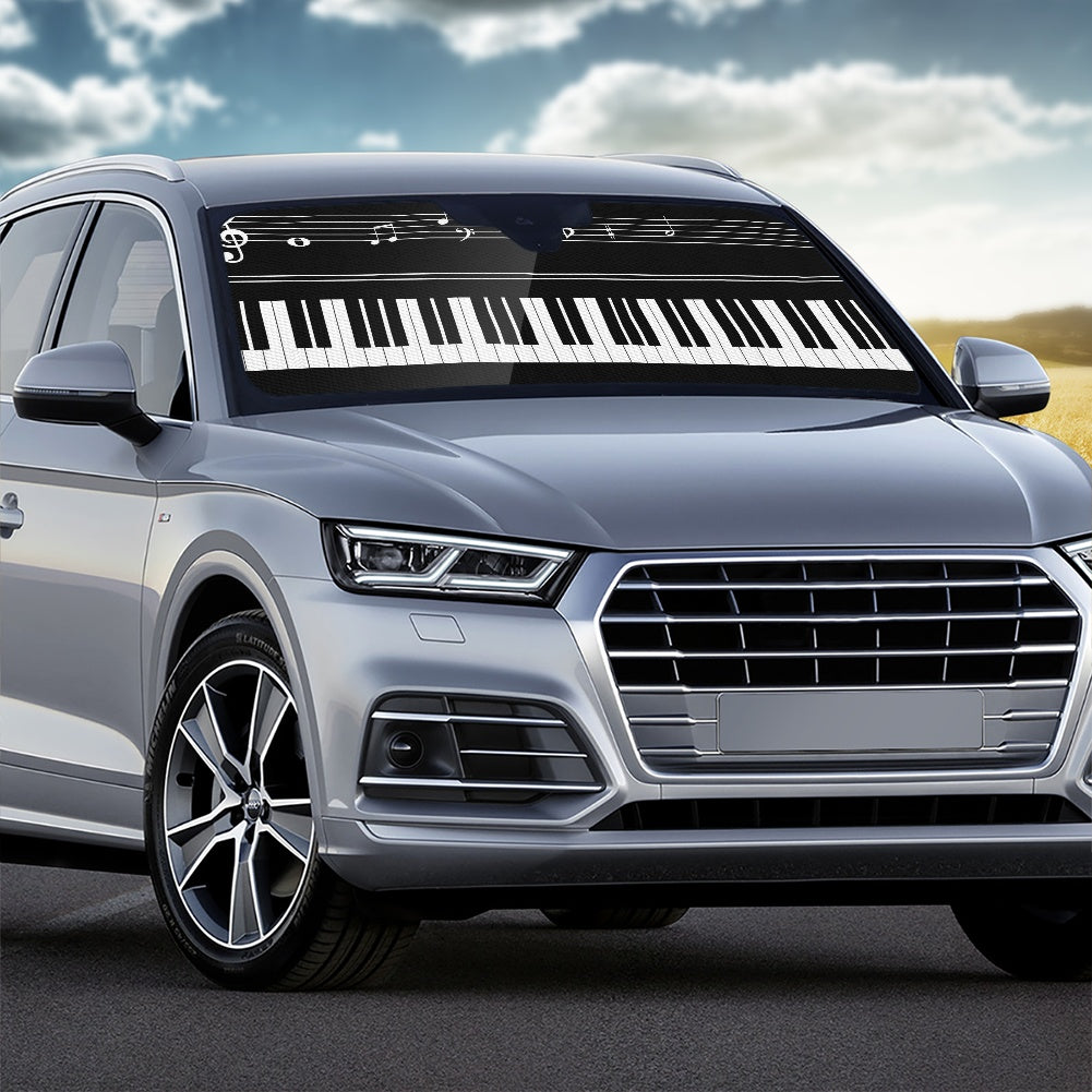 Music Notes Car Windshield Cover - Artistic Pod