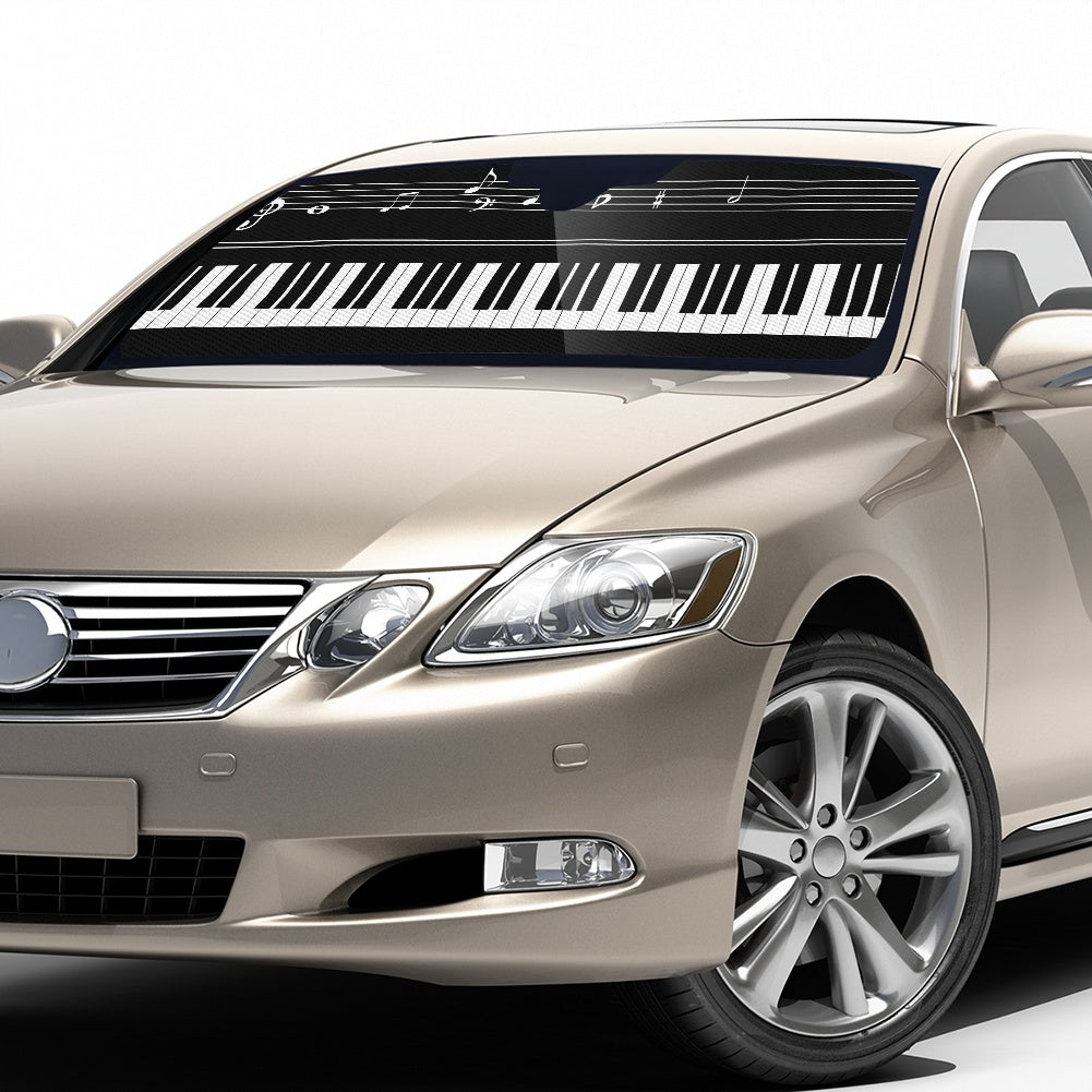 Music Notes Car Windshield Cover - Artistic Pod
