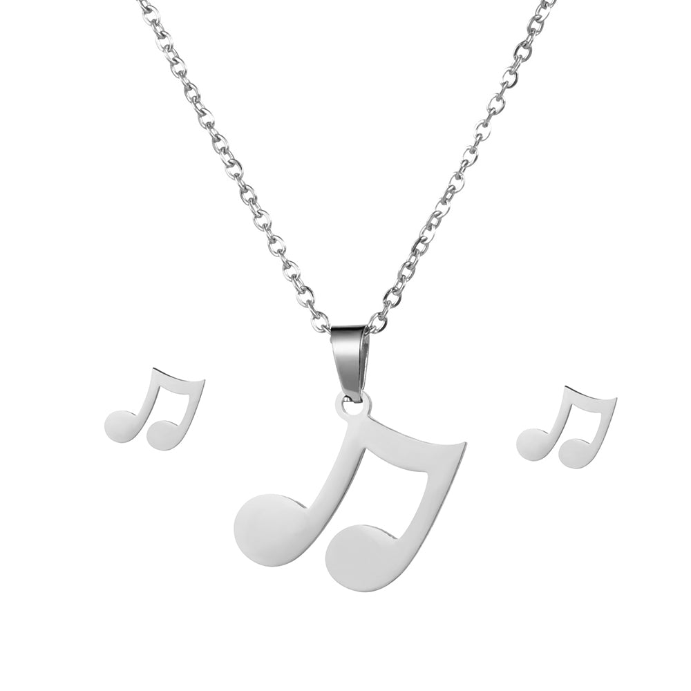 Musical Notes Silver Jewelry Set - Artistic Pod