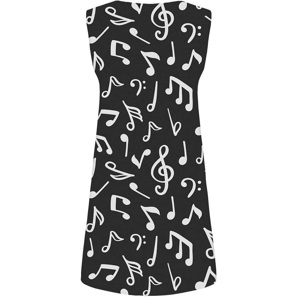 Vintage Black Music Notes Dress - Artistic Pod