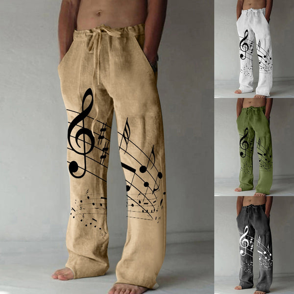 Music Note Cotton Line Pants - Artistic Pod
