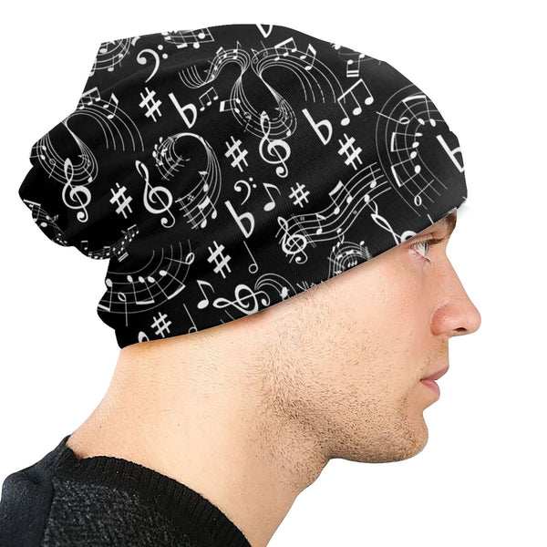 Music Notes Black Beanie - Artistic Pod
