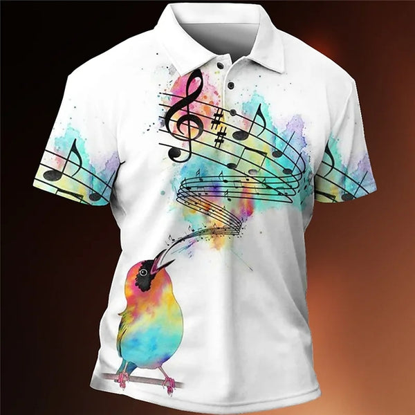 Music Note Collar Polo Shirt - Artistic Pod