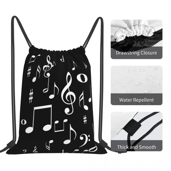 Minimalist Music Notes Drawstring Bag - Artistic Pod