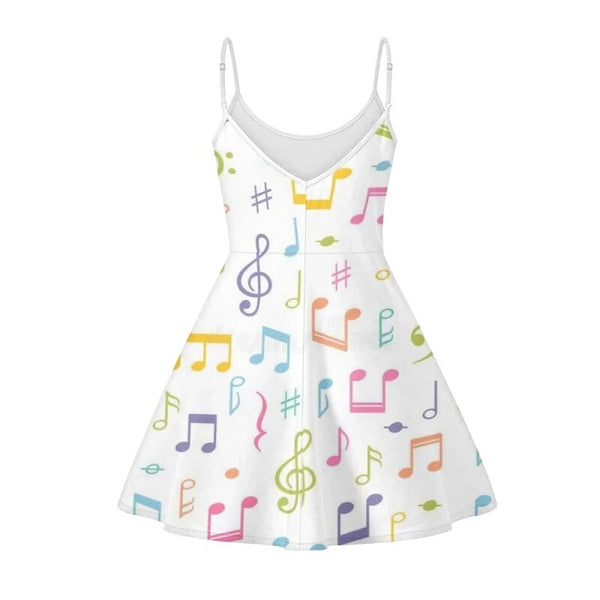 Music Notes Sleeveless Camis Dress - Artistic Pod