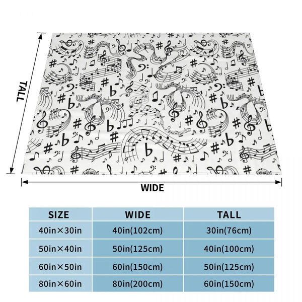 Music Notes White Throw Blanket - Artistic Pod