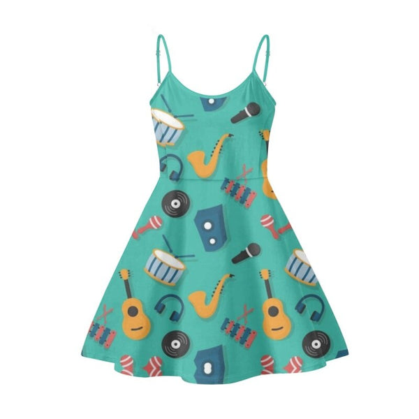 Music Instruments Sleeveless Dress - Artistic Pod