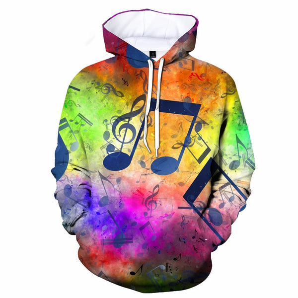 Colorful Music Notes Hoodie - Artistic Pod
