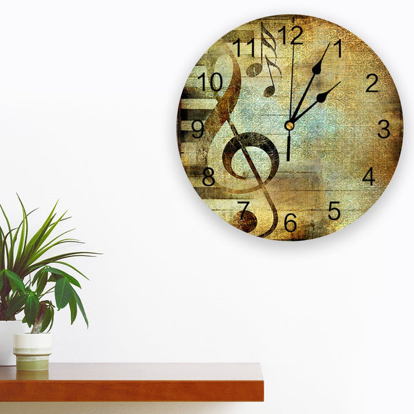 Vintage Piano Music Symbol Wall Clock - Artistic Pod