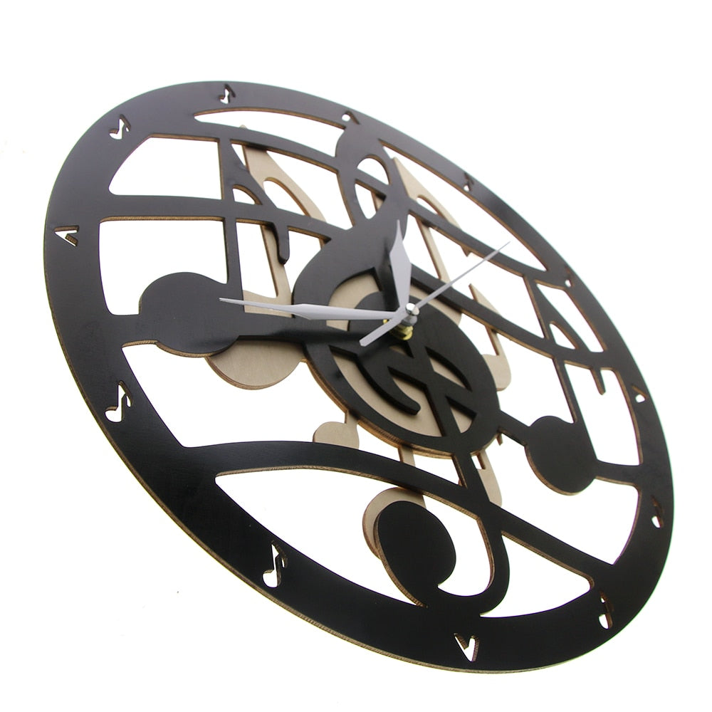 Black Music Notes Wall Clock - Artistic Pod