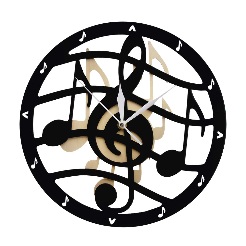 Black Music Notes Wall Clock - Artistic Pod