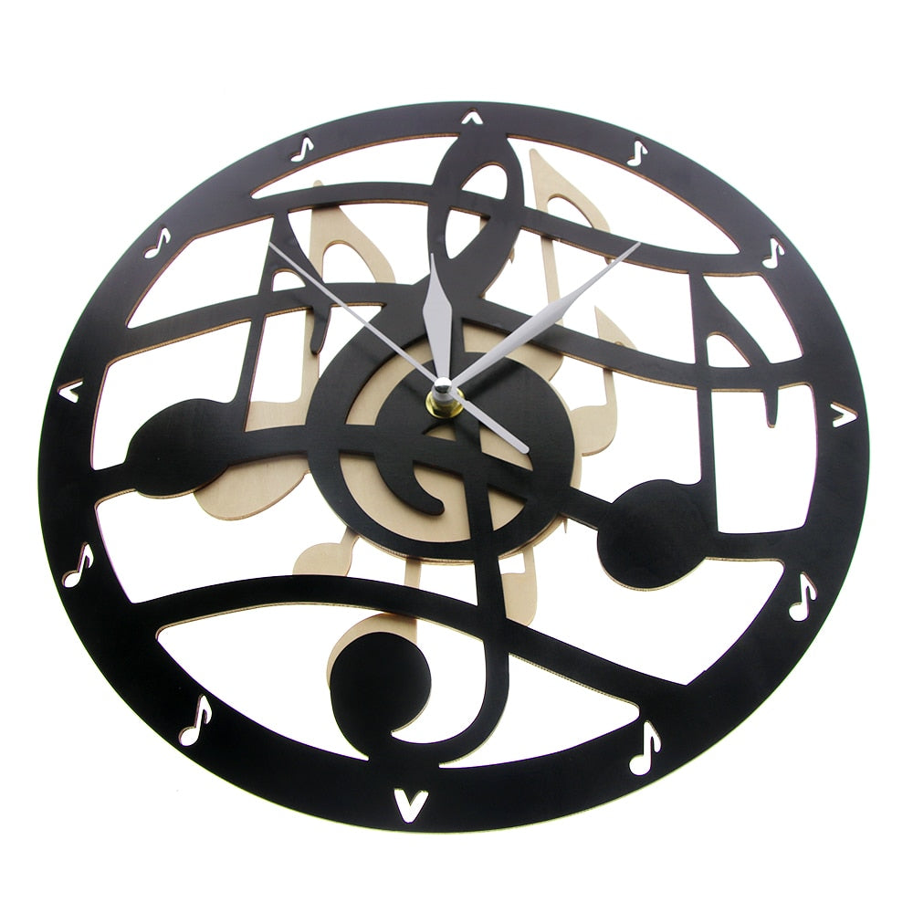 Black Music Notes Wall Clock - Artistic Pod