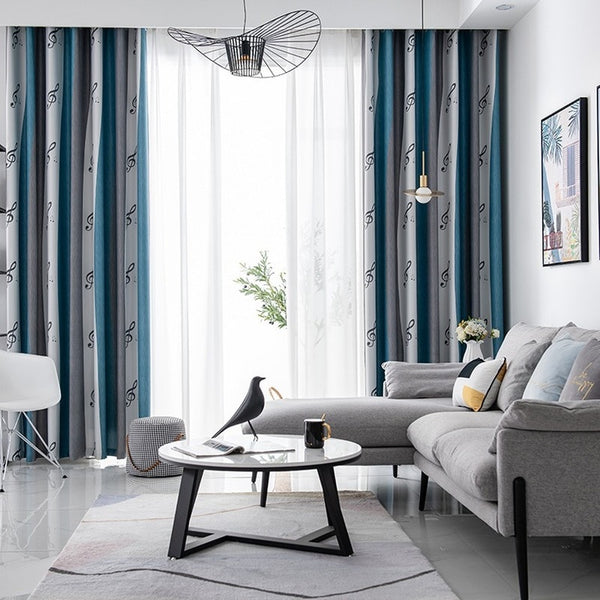 Treble Clef Print Curtain - Artistic Pod