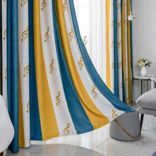 Treble Clef Print Curtain - Artistic Pod