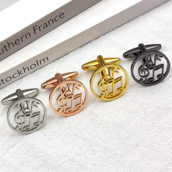 Round Music Notes Cufflinks - Artistic Pod