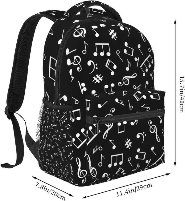Music Notes Piano Print Backpack - Artistic Pod