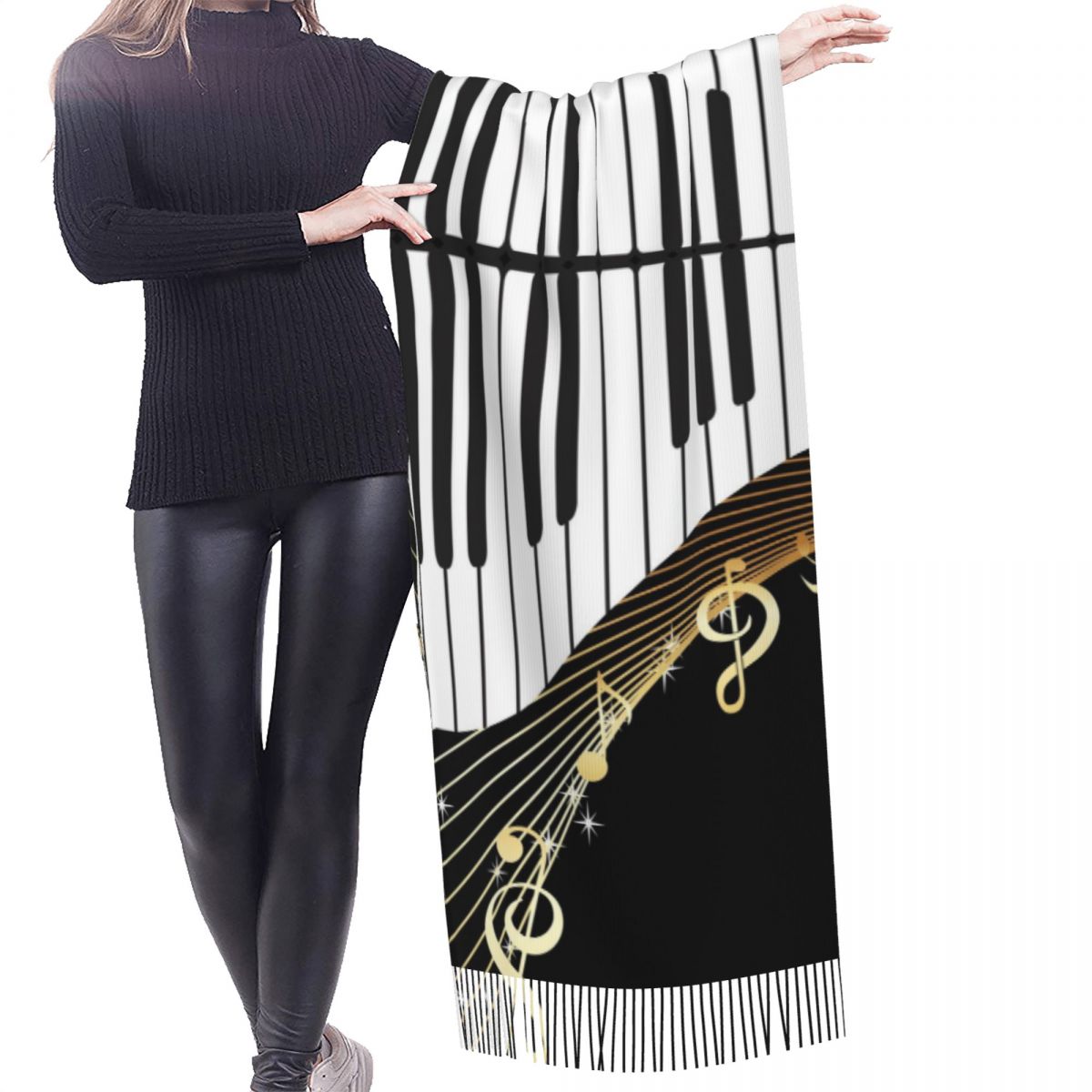 Piano Music Note Long Scarf - Artistic Pod