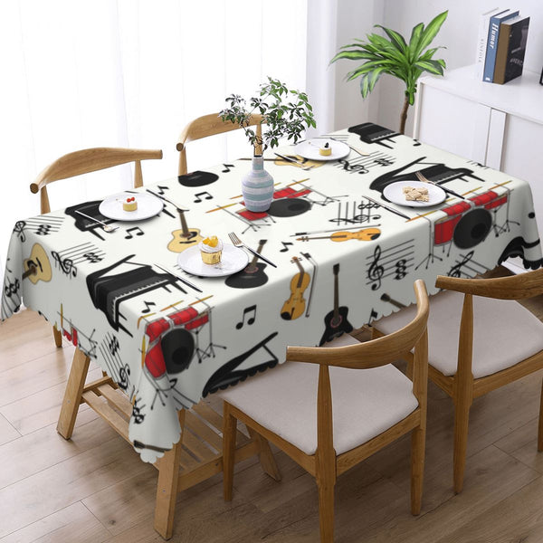 Music Instrument Rectangular Tablecloth - Artistic Pod