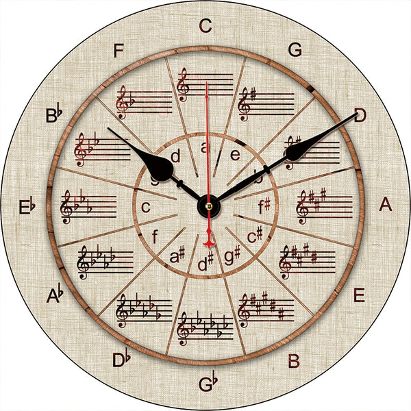 Retro Music Notes Wall Clock - Artistic Pod